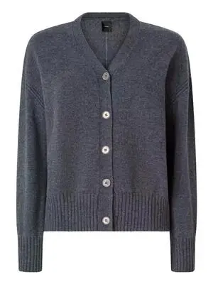 Pinko Ribbed-trim V-neck Cardigan - Grey