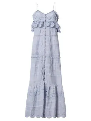 ETOILE Paule Long Floral Lace Dress - Light Blue