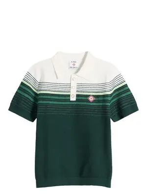 Casablanca Boucle Stripe Polo Shirt - Green