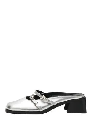 JUSTINE CLENQUET Justine Clenquet Andie Mules - Metallic Silver Leather Silver