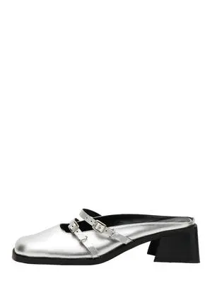 JUSTINE CLENQUET Andie Metallic Leather Mules - Silver