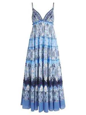 La DoubleJ Printed Cotton Maxi Dress - Blue