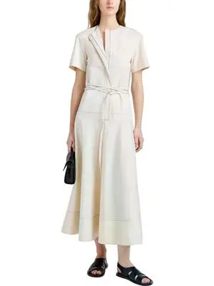Proenza Schouler White Label Elizabeth Dress In Cotton Linen - Neutrals