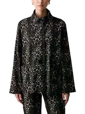 Joseph Ribkoff Leopard-print High Neck Jacket - Black