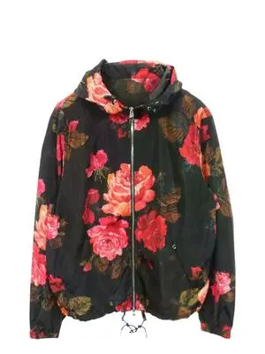 Alexander McQueen 2010s Floral-print Hooded Jacket - Black