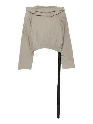 Rick Owens Gathered Crop Hoodie - Grey