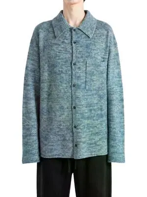 THE ELDER STATESMAN Marl Knit Button-down Shirt - Blue