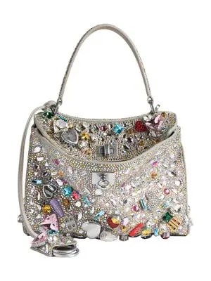 Balenciaga Mini Suede Embellished Rodeo Top-handle Bag - Grey