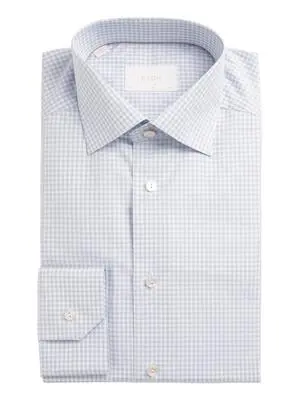 Eton Supima Cotton Check Slim Fit Shirt - Blue