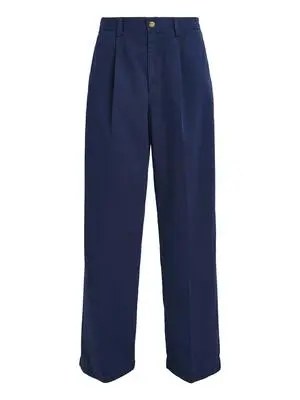 Polo Ralph Lauren Linen Trousers With Pleated Front - Navy