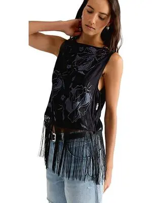 Free People Carlie Fringe Top - Black
