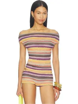 JADED LONDON Cata Stripe Asymmetric Knit Top - Multi