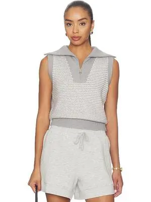 Varley Peterson Half Zip Knit Top - Grey