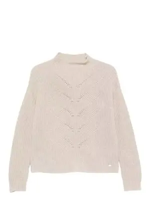 Herno Pointelle-knit Sweater With Ribbed Trim - Neutrals