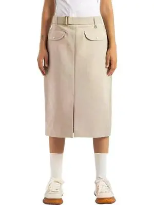 Moncler Belted Knee-length Cotton Skirt - Neutrals