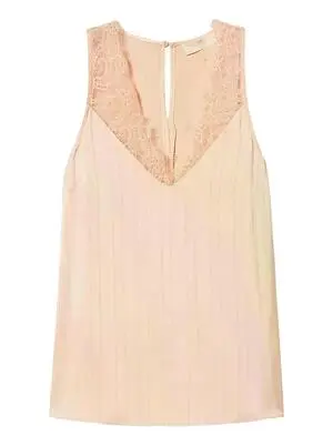 TWINSET Satin And Lace V-neck Sleeveless Top - Pink