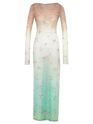 Missoni Lamé Viscose Dégrade Spiderweb Motif Maxi Dress - Neutrals