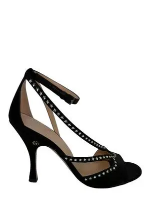 Gucci Star Embellished Gg Sandals - Black