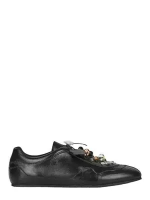 Cecilie Bahnsen Blaise Bead-embellished Leather Sneakers - Black