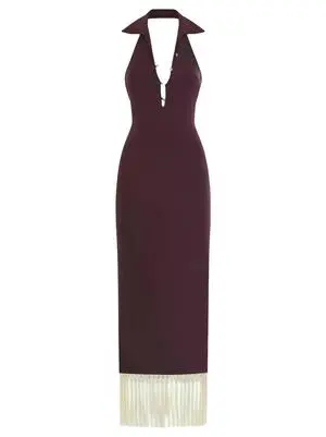 TALLER MARMO Tropicana Fringe Midi Dress - Brown