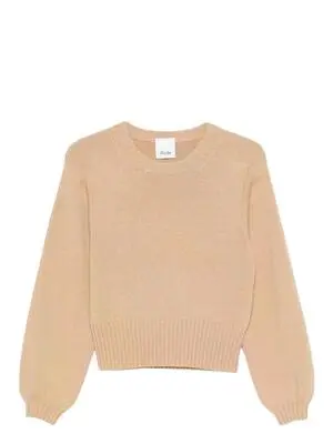 ALLUDE Ribbed-trim Long-sleeve Sweater - Neutrals