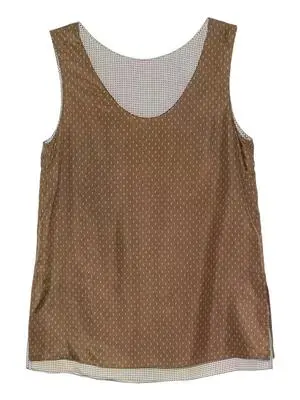 LESS Polka-dot Printed Layered Vest - Brown