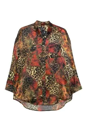 R13 Leopard Print Silk Button-down Shirt - Red