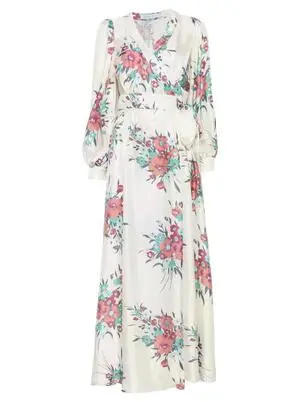 Raquel Diniz Aurora Floral-print Silk Maxi Dress - Neutrals