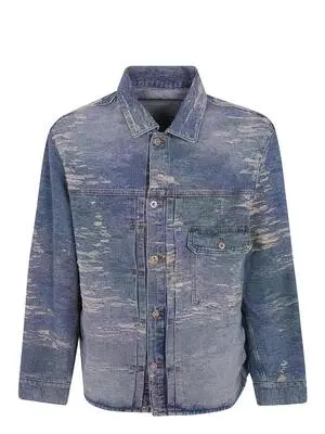 Emporio Armani Distressed Denim Jacket - Blue