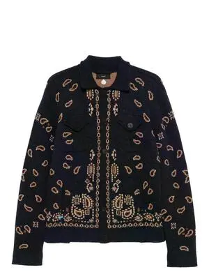 Alanui Button-up Cardigan With Paisley Print - Blue