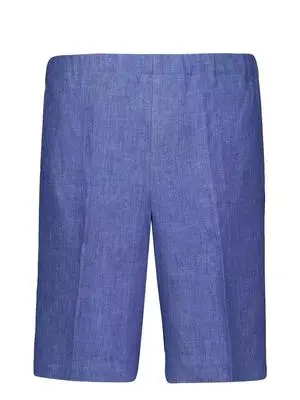 PIACENZA CASHMERE 1733 Elasticated Waist Linen Shorts - Blue