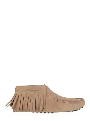 TOD'S Suede Fringed Lace-up Boots - Neutrals