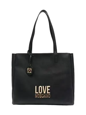 Moschino Logo Plaque Shoulder Bag - Black