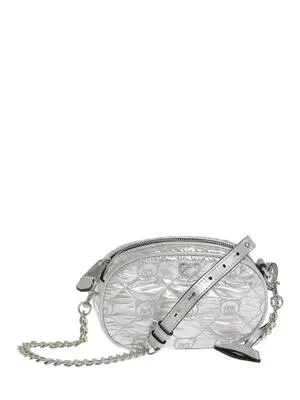 Moschino Teddy Embroidered Quilted Clutch Bag - Silver