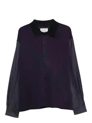 MAISON MARGIELA Pinstripe-sleeve Panelled Cotton Shirt - Blue