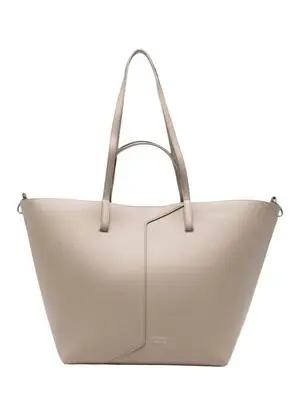 Emporio Armani Medium Leather Tote Bag - Grey