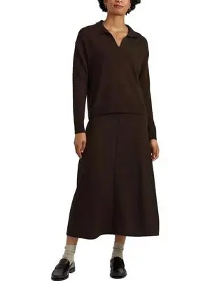 Chinti & Parker Chinti & Parker Drop Shoulder Collared V-Neck Sweater Brown