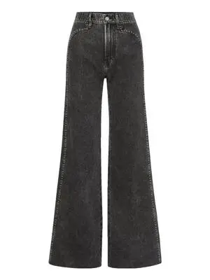 Veronica Beard Grant Stud-embellished Wide-leg Jeans - Grey