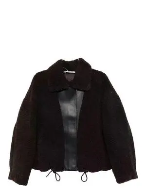 Sportmax Faux Shearling Buckled Collar Jacket - Brown