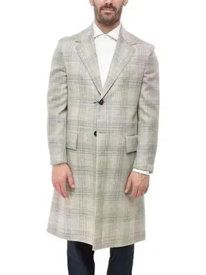 Corneliani Virgin-wool Checked Coat - Grey