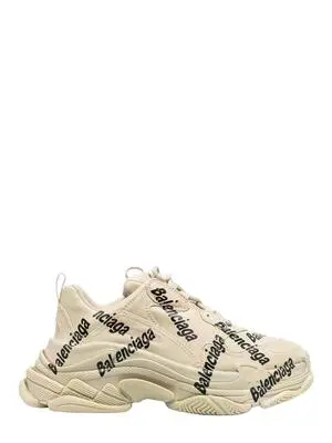 Balenciaga Balenciaga Triple S Logo-Print Faux Leather Sneakers Neutrals