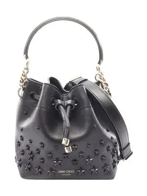 JIMMY CHOO Jimmy Choo Black Leather Star-Studded Mini Bucket Bag