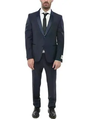 Corneliani Satin-lapel Three-piece Suit - Blue