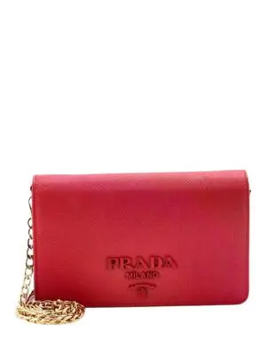 Prada Saffiano Leather Chain Crossbody Bag - Red