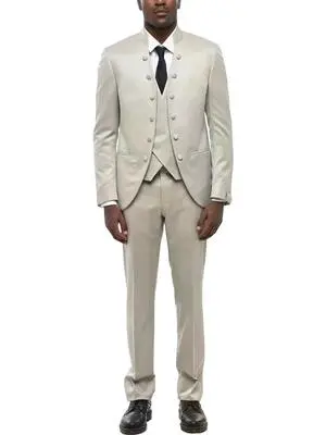 Corneliani Three-piece Korean-collar Suit - Grey