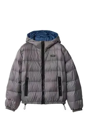 Miu Miu Light Pongé Down Hooded Jacket - Grey