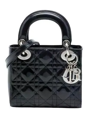 Dior Christian Dior Patent Cannage Lady Dior Satchel Black