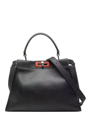 Fendi Fendi Leather Peekaboo Iconic Satchel Blue