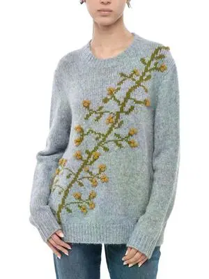 BAZISZT Baziiszt Embroidered Crew Neck Sweater - Blue
