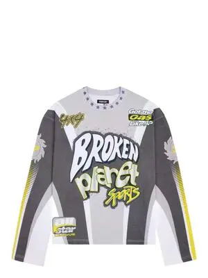 BROKEN PLANET Graphic Print Long Sleeve T-shirt - Grey